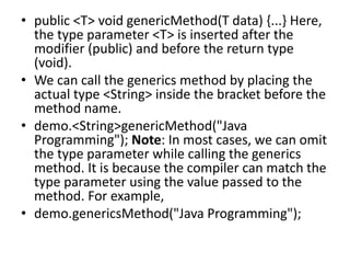 Generics | PPTX | Programming Languages | Computing