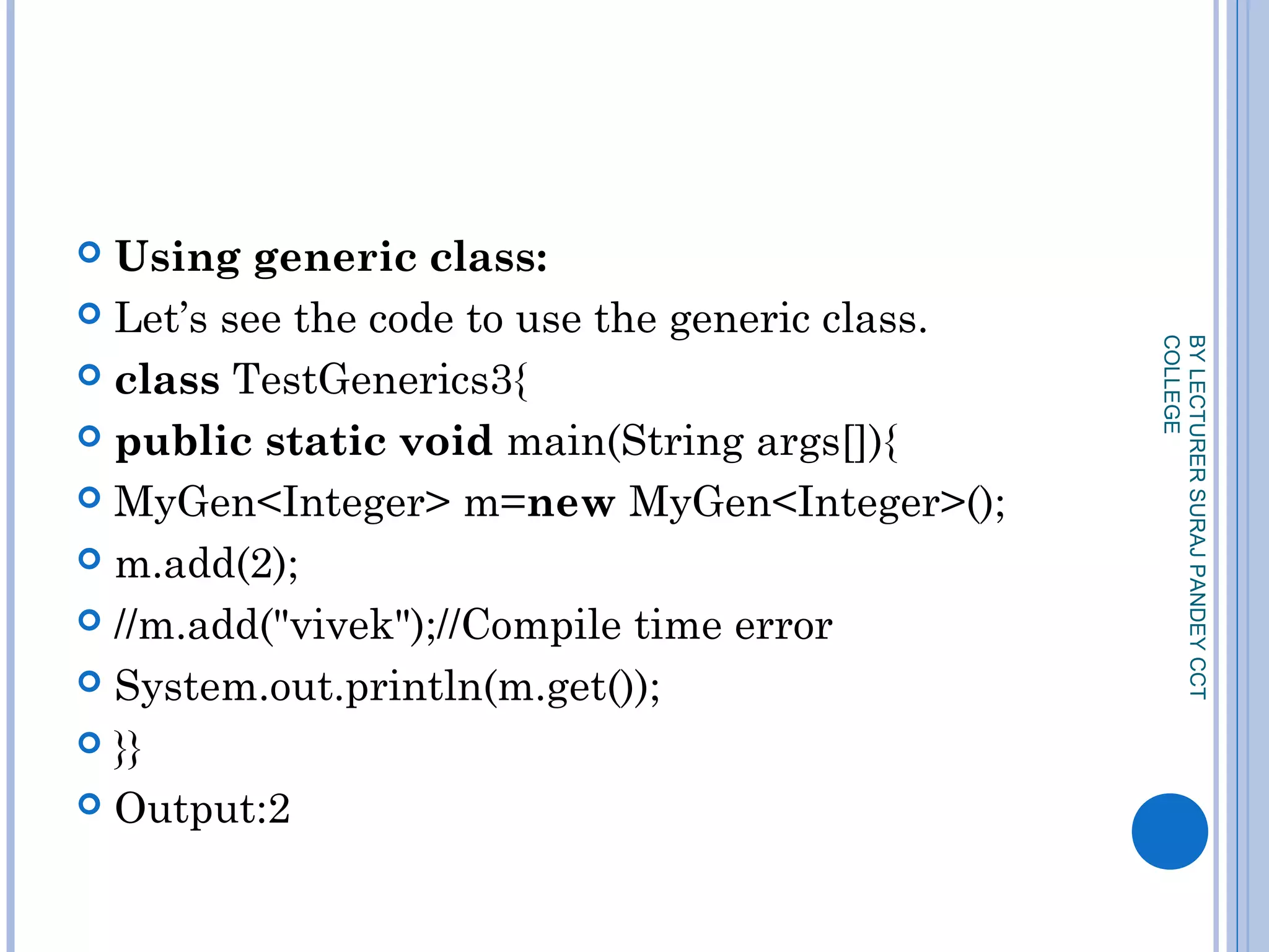 Generics in java | PPT