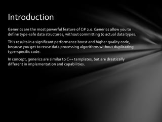 C# Generics | PPTX