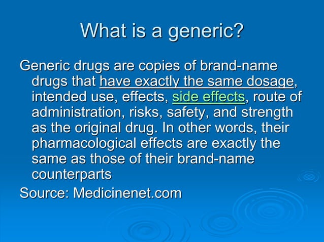 Brand vs Generic -A War? | PPT