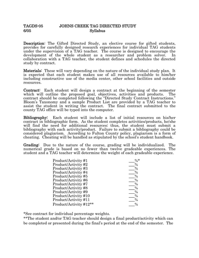 Generic syllabus | PDF
