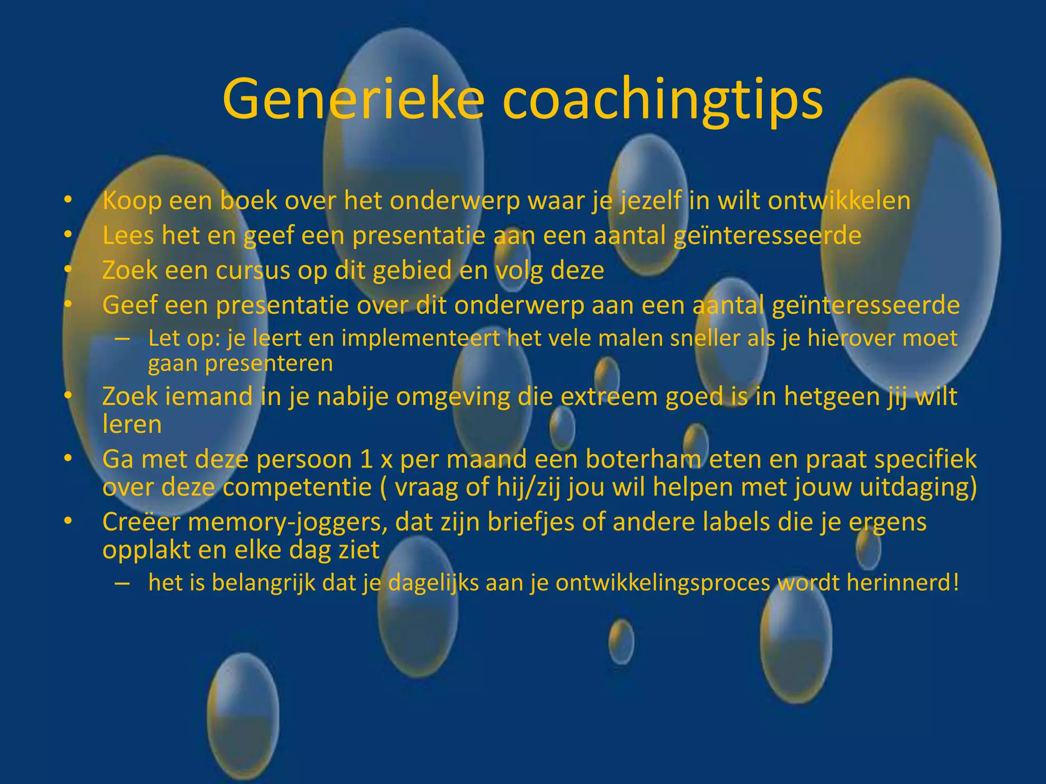 Generieke coachingtips | PPTX | Career Advice | Careers