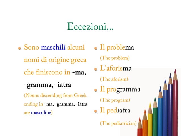Il genere in italiano | PPT