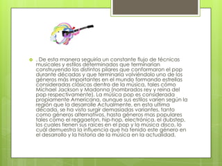 Genero musical pop | PPTX