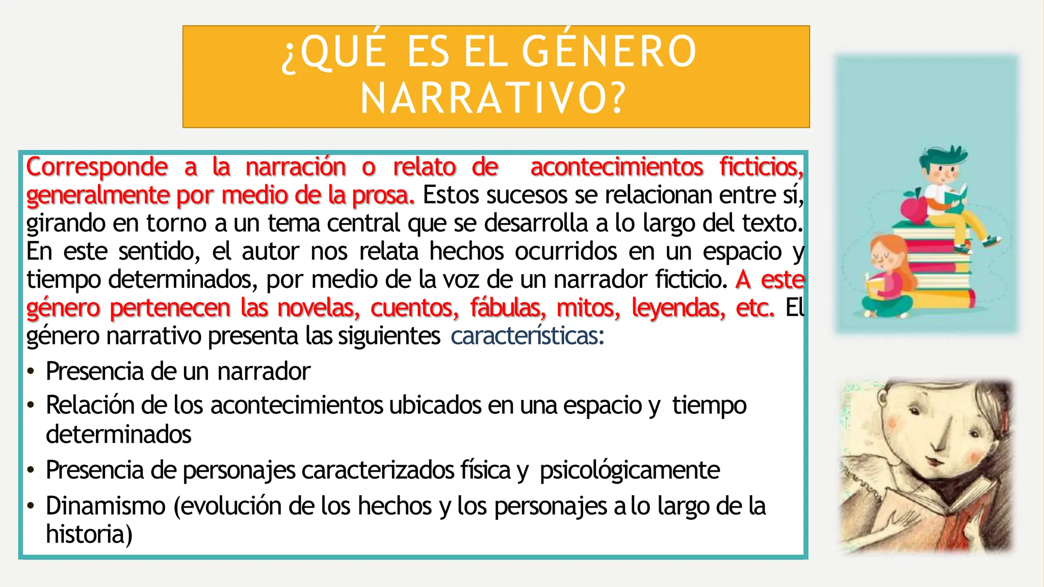 GENERO NARRATIVO ideal para cuarto basico | PPTX
