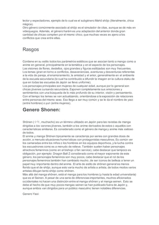 Generos de anime y manga por Andrés Vélez | DOCX