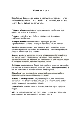 Generos pintura para aula do dia 31 | DOCX