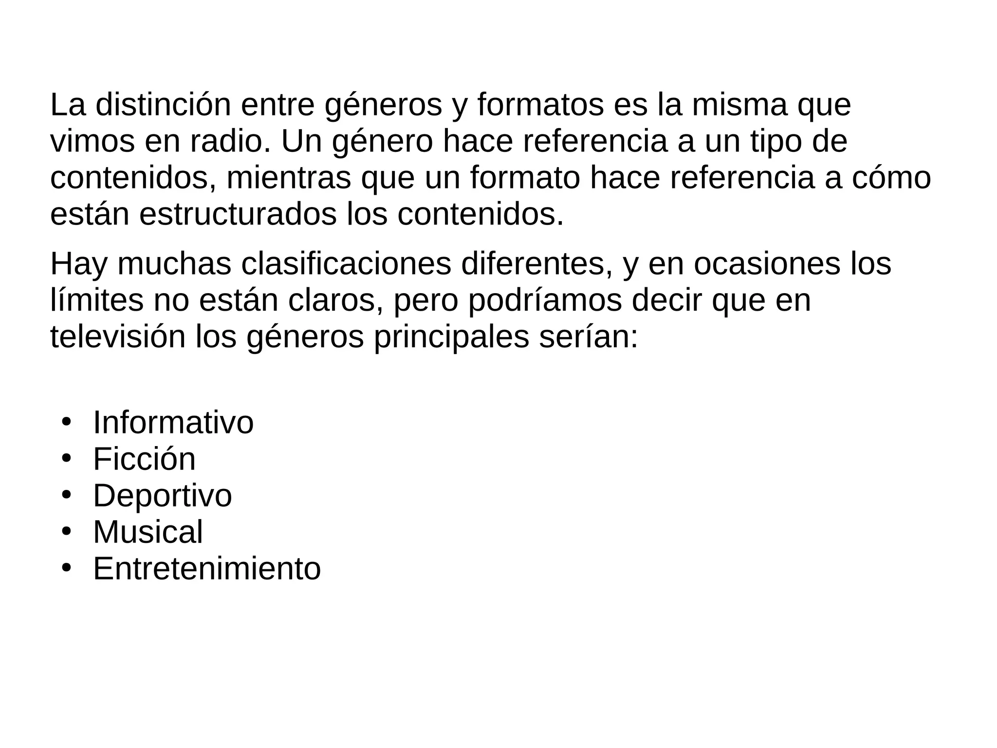 Medios de comunicación. La televisión: Generos y formatos | PDF