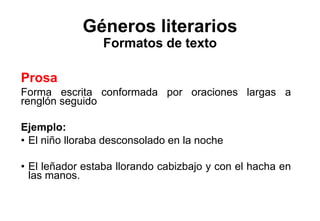 Generos y subgeneros literarios | PPTX