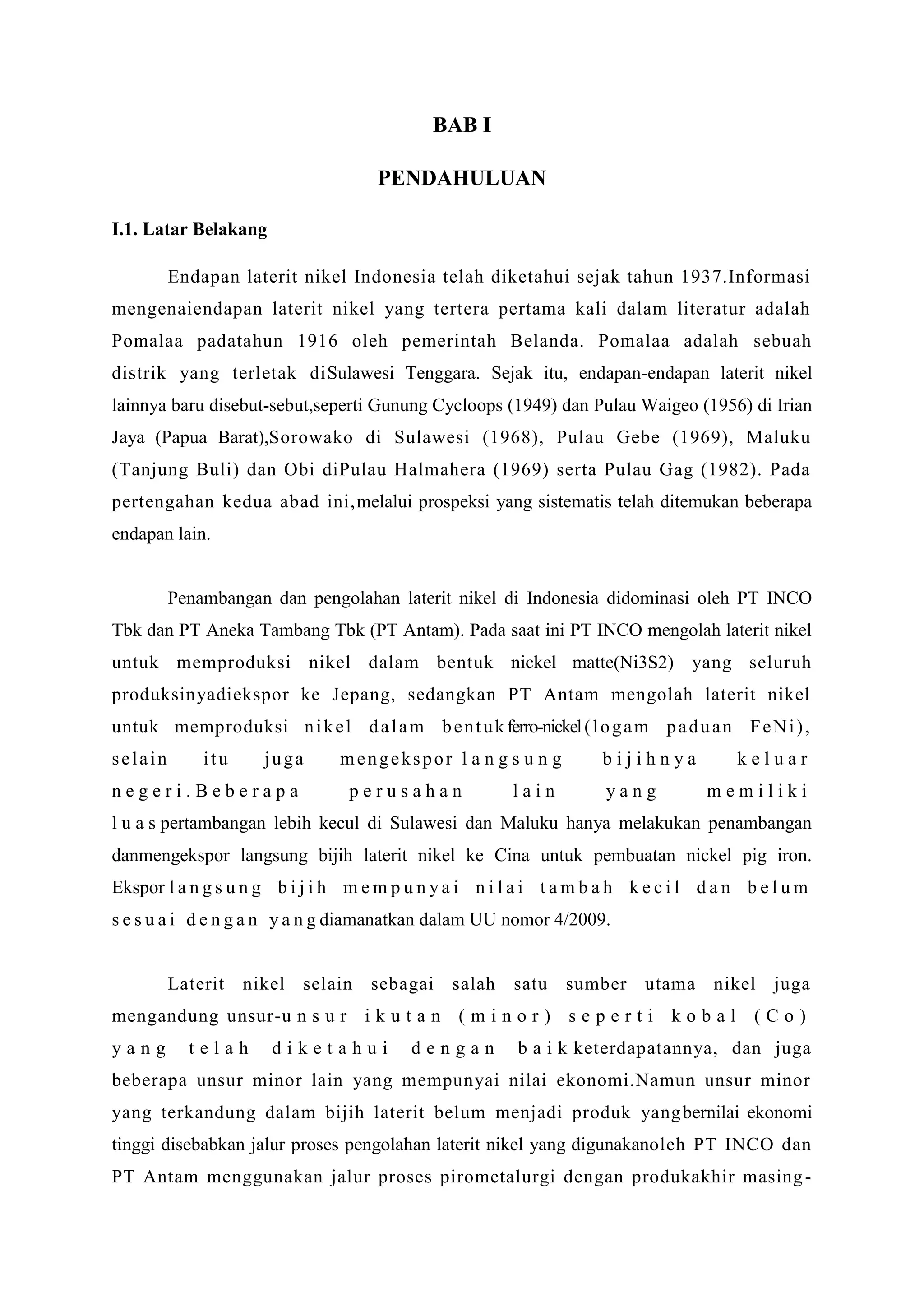 Genesa bahan galian bijih nikel laterit | DOCX