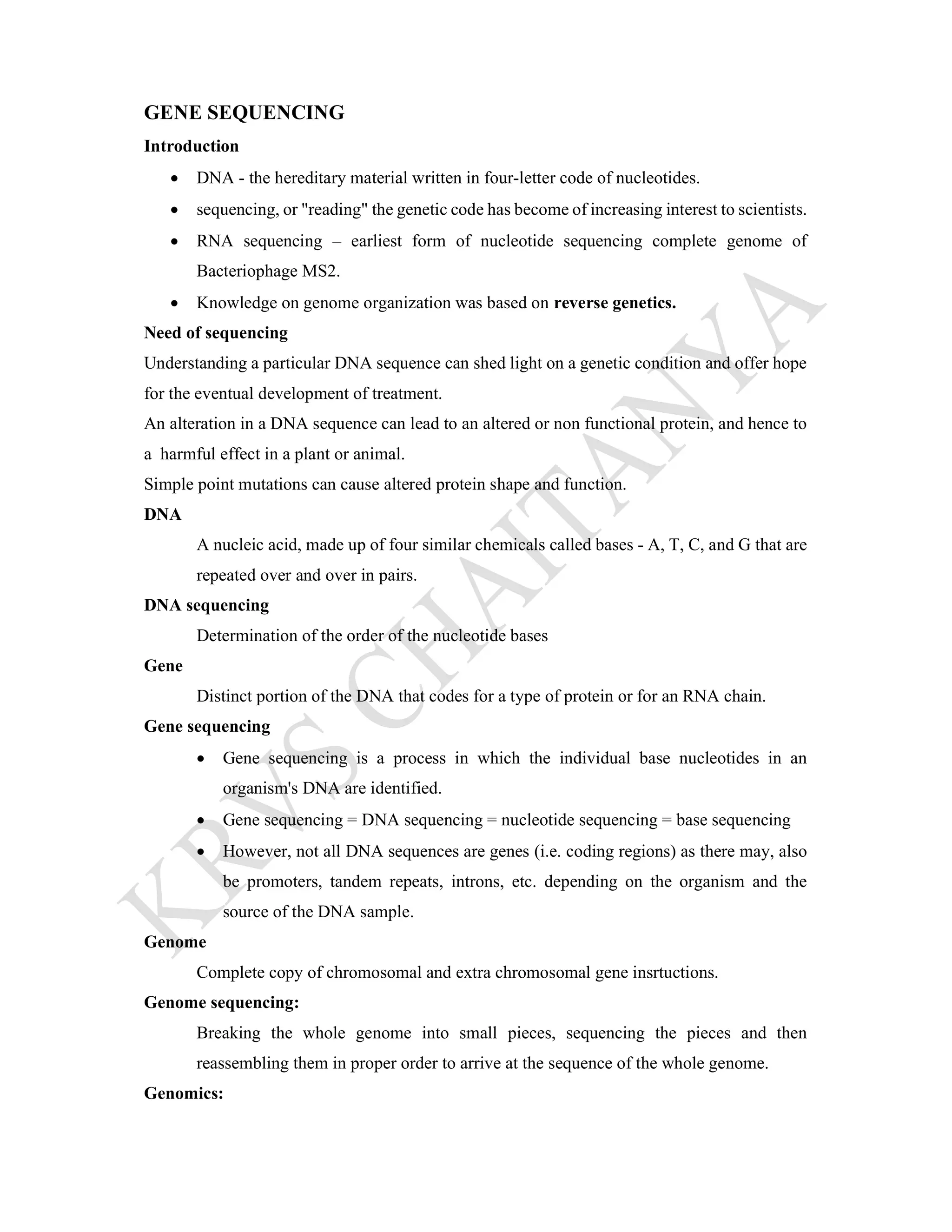 GENE SEQUENCING | PDF | Chemistry | Science