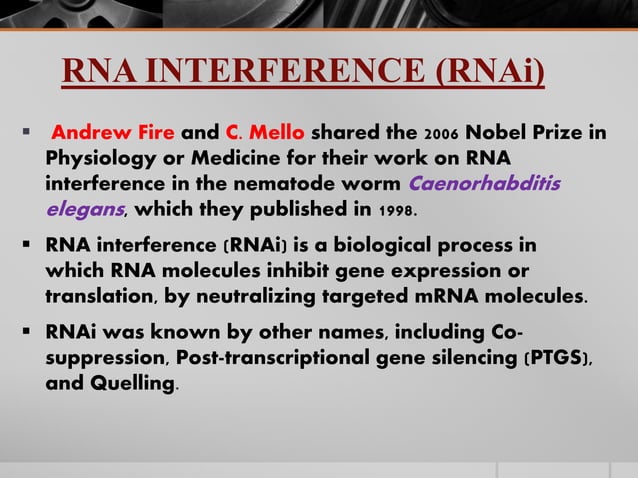 Gene silencing by RNA interference & Antisense therapy | PPT
