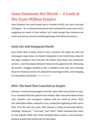 Gene Simmons' $400 Million Success Story: A Closer Look | PDF
