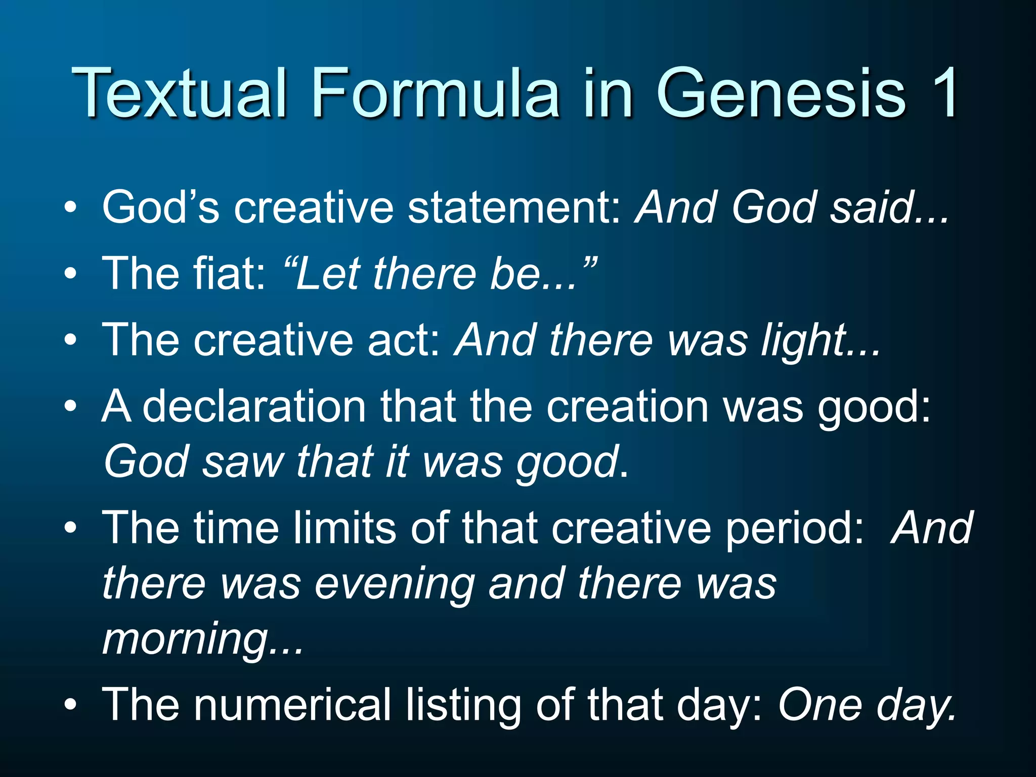 Genesis 01 six days of creation | PPT