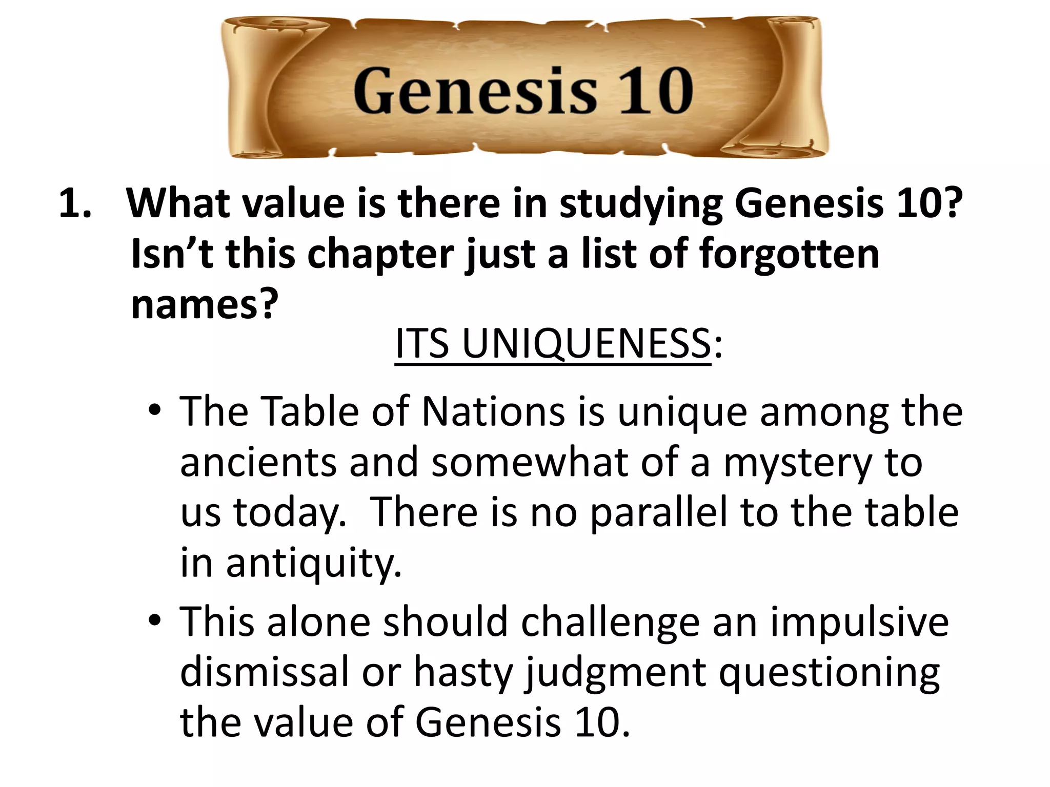 Genesis 10 - Table of Nations | PDF