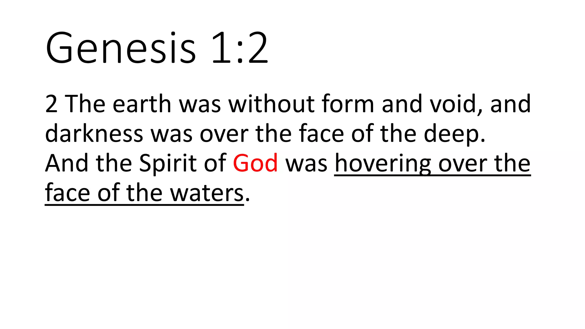 Genesis 1 & 2 Grace in Creation - In the Beginning - SBC - January 2020 ...