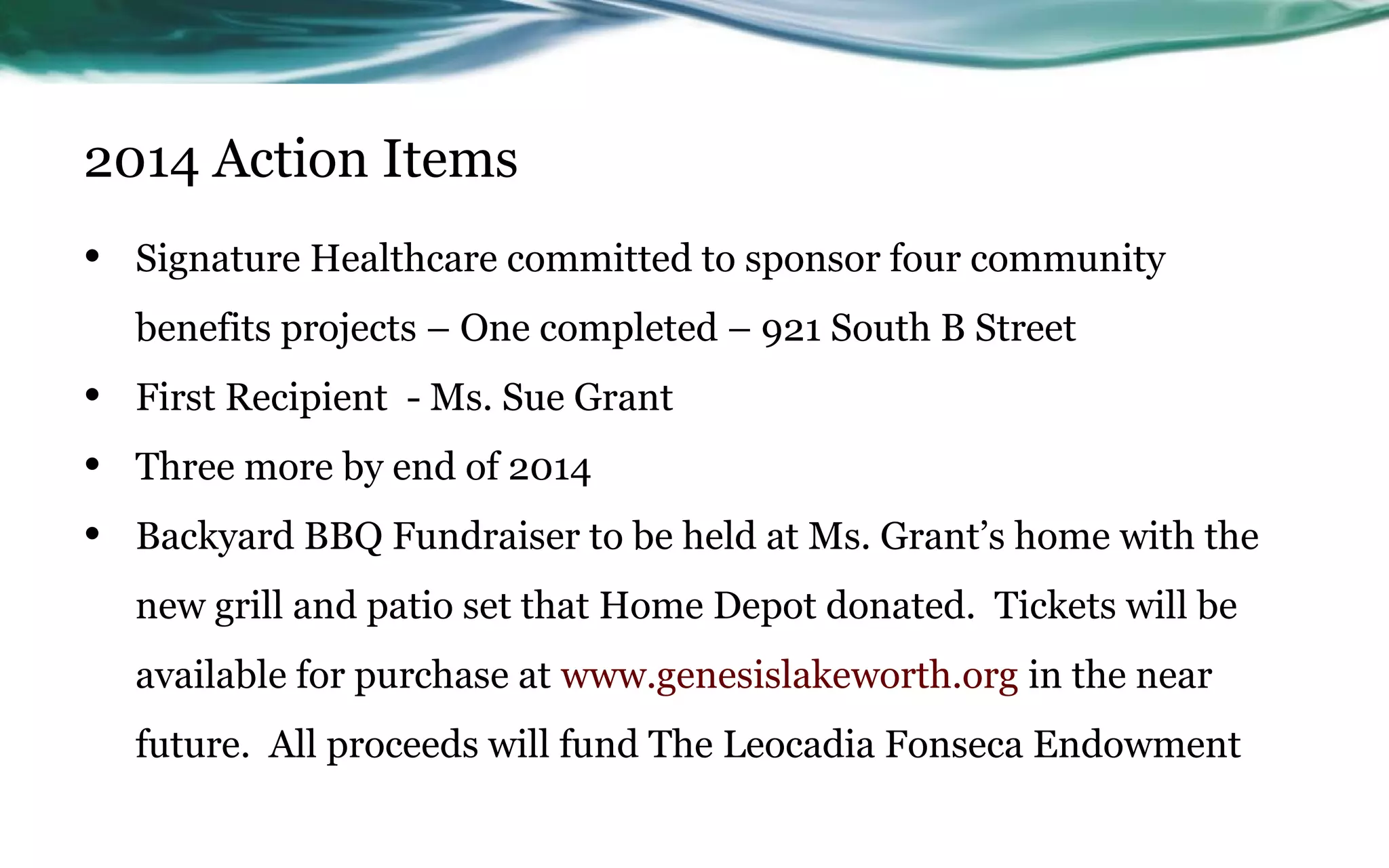 Genesis 2014 progress report presentation final 1 | PPT