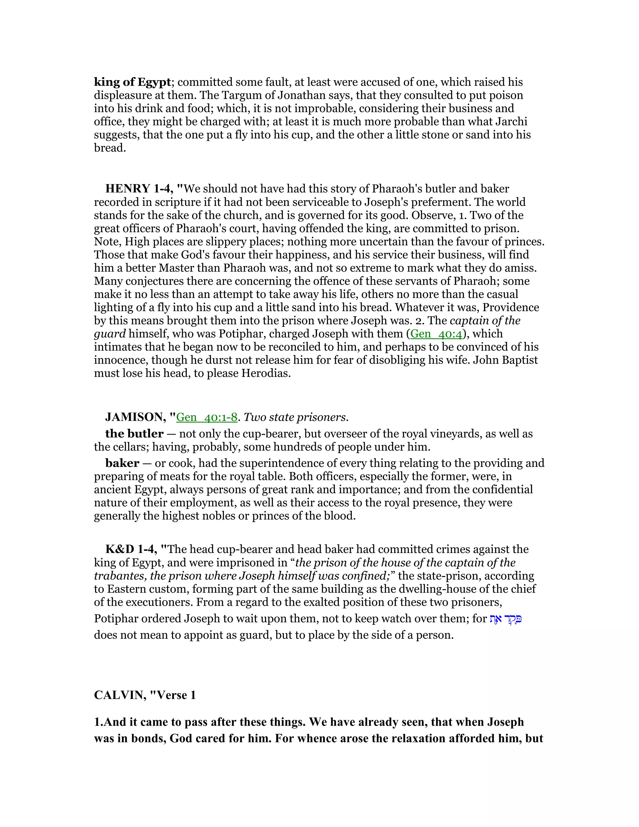 Genesis 40 commentary | PDF