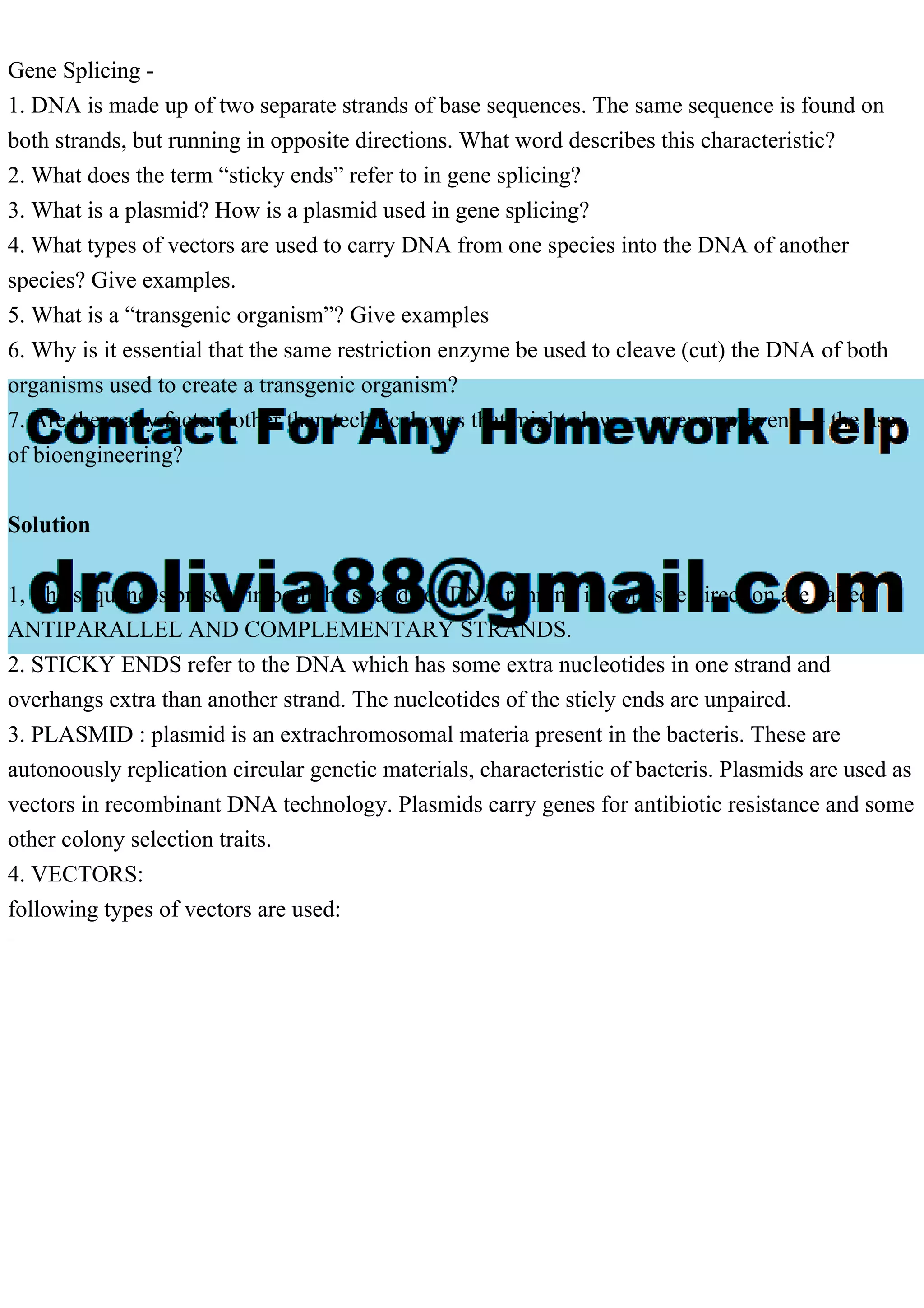 Gene Splicing -1. DNA is made up of two separate strands of base s.pdf