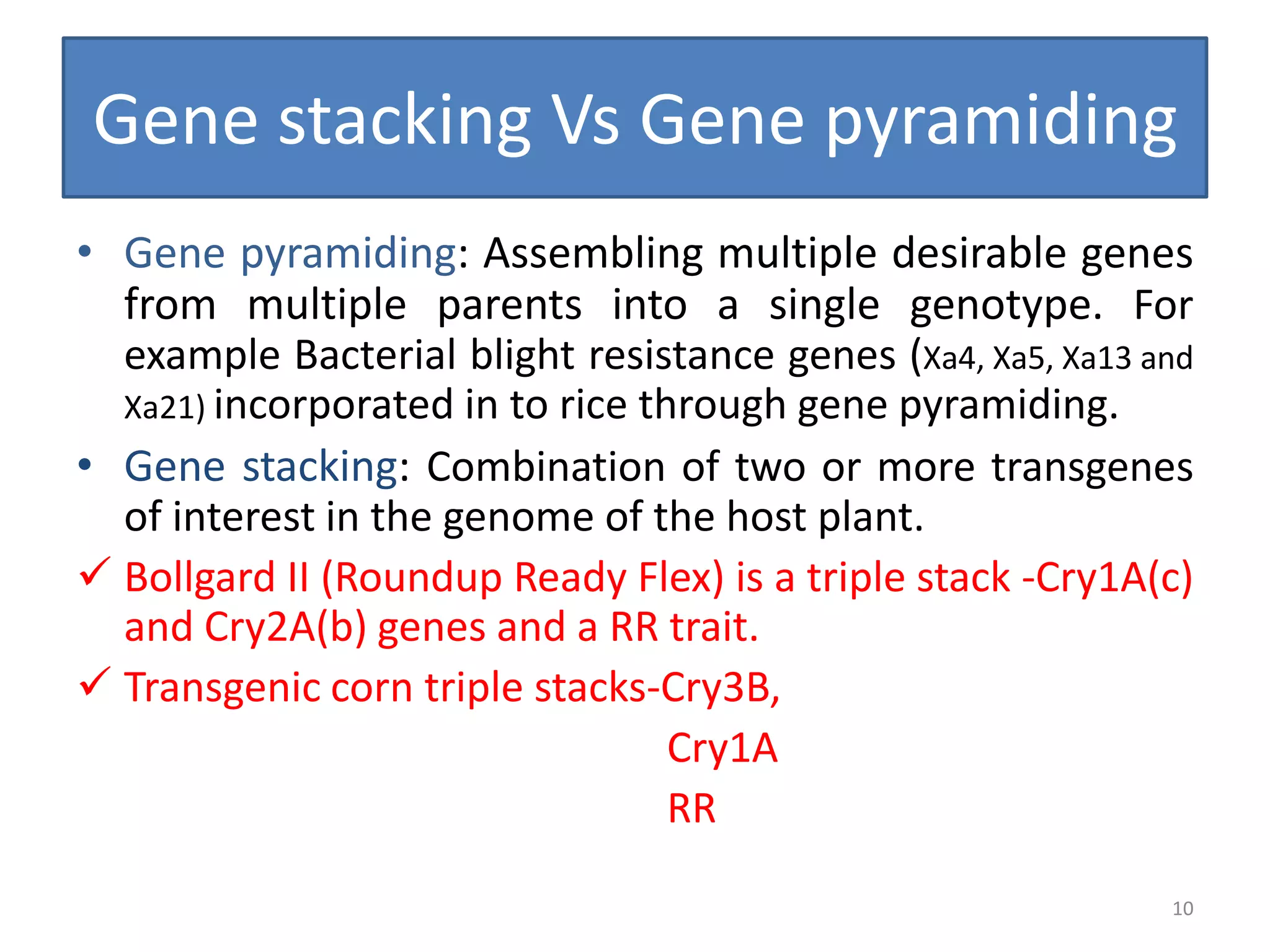 Gene stacking and its materiality in crop improvement | PDF