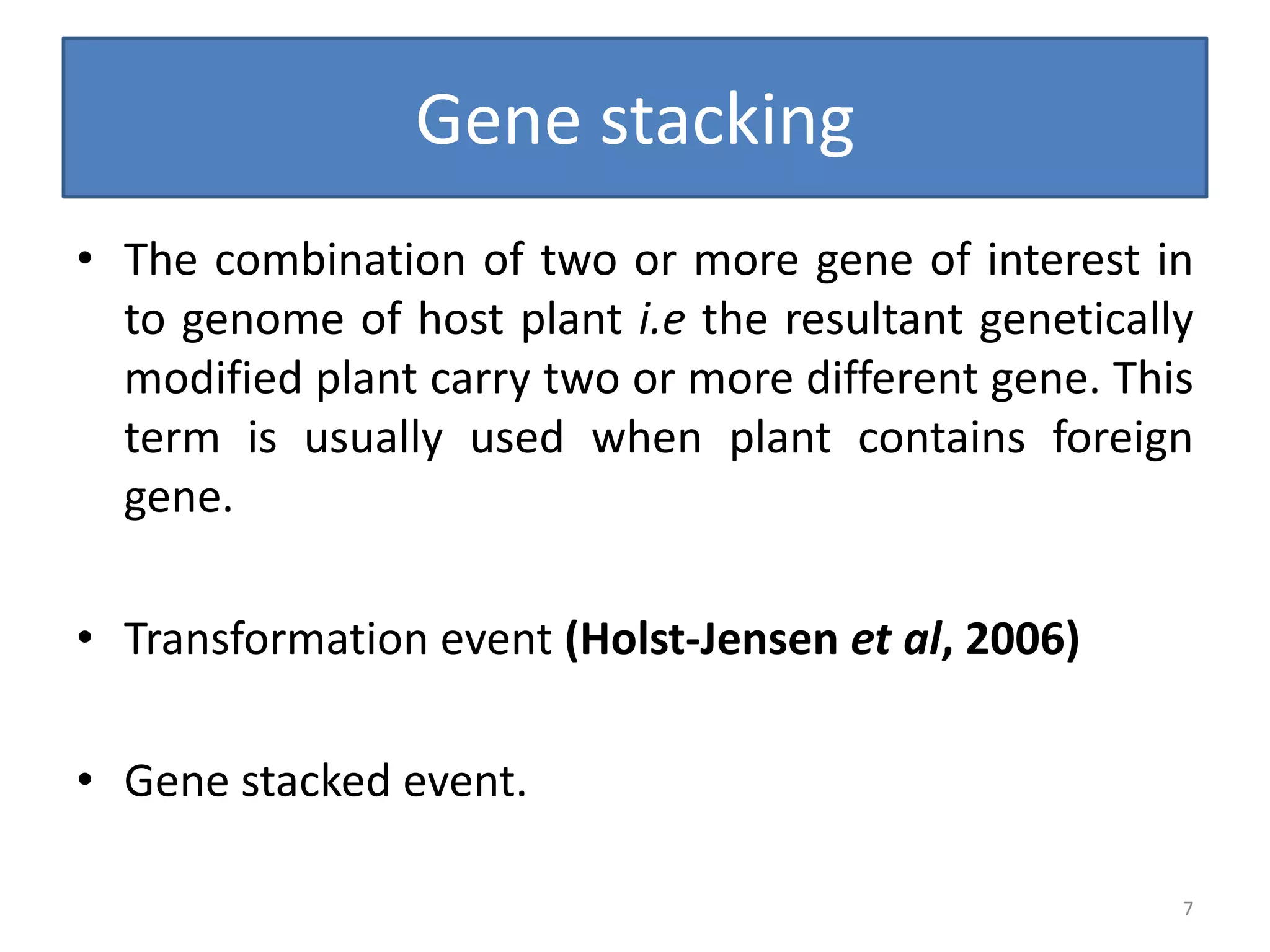Gene stacking and its materiality in crop improvement | PDF