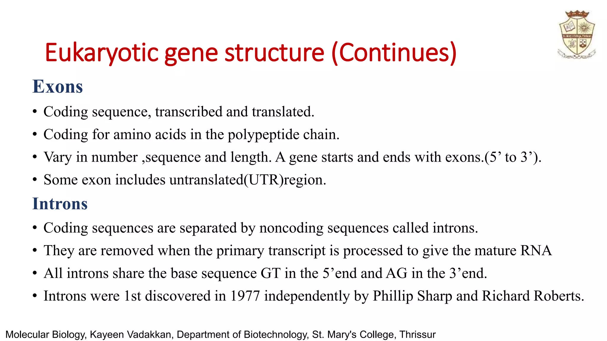 Gene structure | PPTX | Genetics | Science