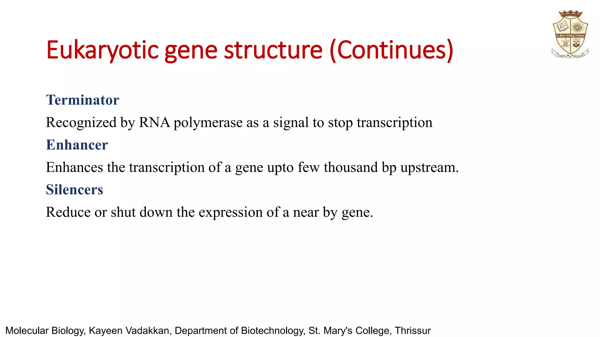 Gene structure | PPTX | Genetics | Science
