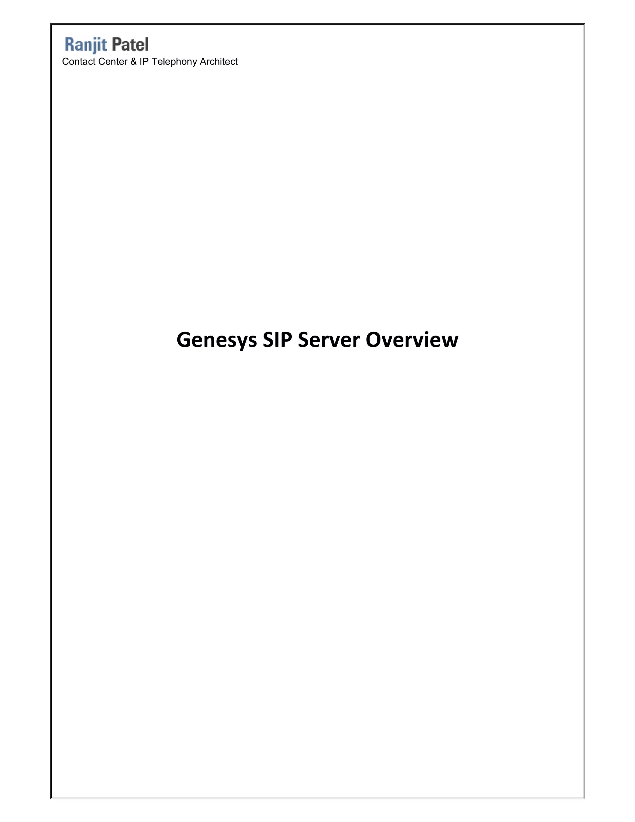 Genesys SIP Server Architecture | PDF