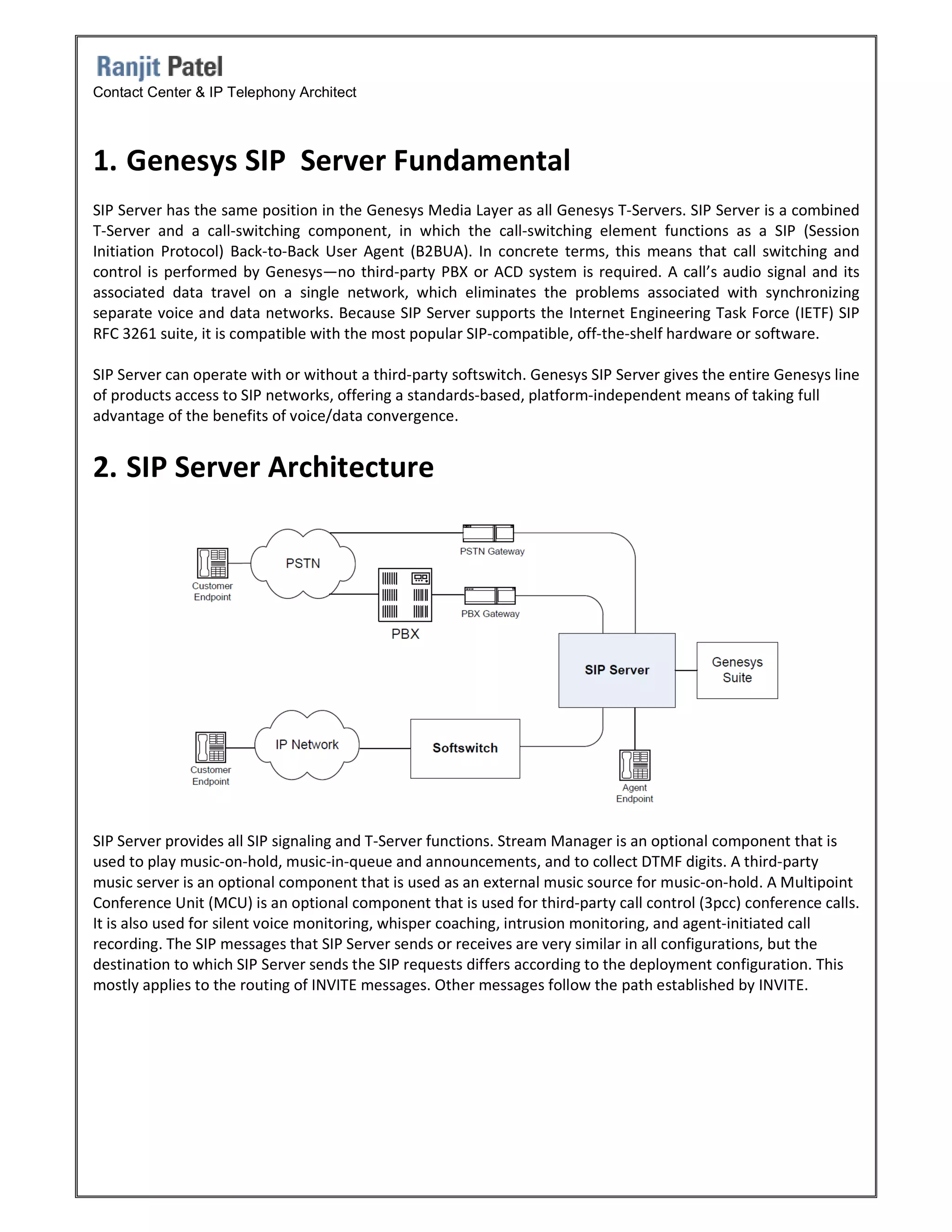 Genesys SIP Server Architecture | PDF