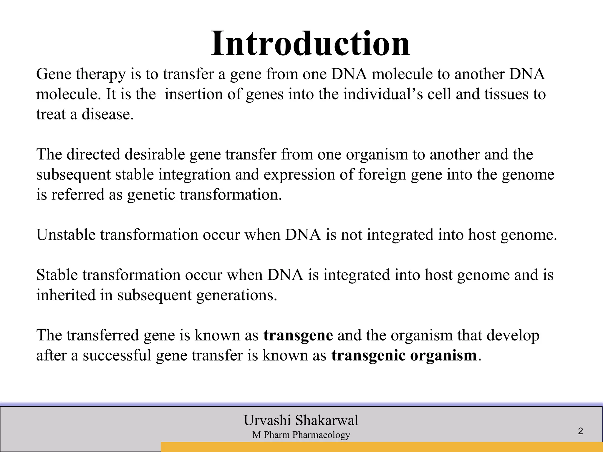 Gene Therapy, Applications and Recent advances | PPT