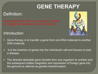 Gene therapy.pptxjjjjnnnsnskskslsllssnnznzj | PPTX | Genetics | Science