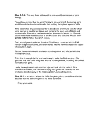 Gene therapy overview script | PDF