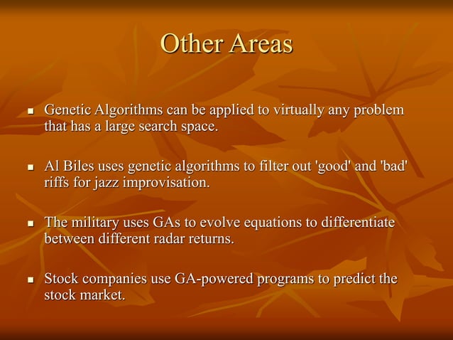 Genetic-Algorithms for machine learning and ai.ppt | Programming Languages | Computing