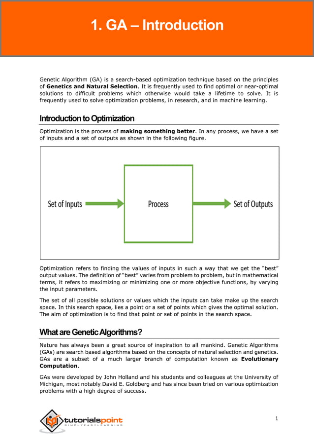 Genetic Algorithms Tutorial | PDF