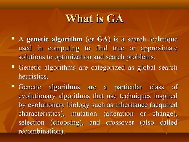 Genetic algorithms | PPT