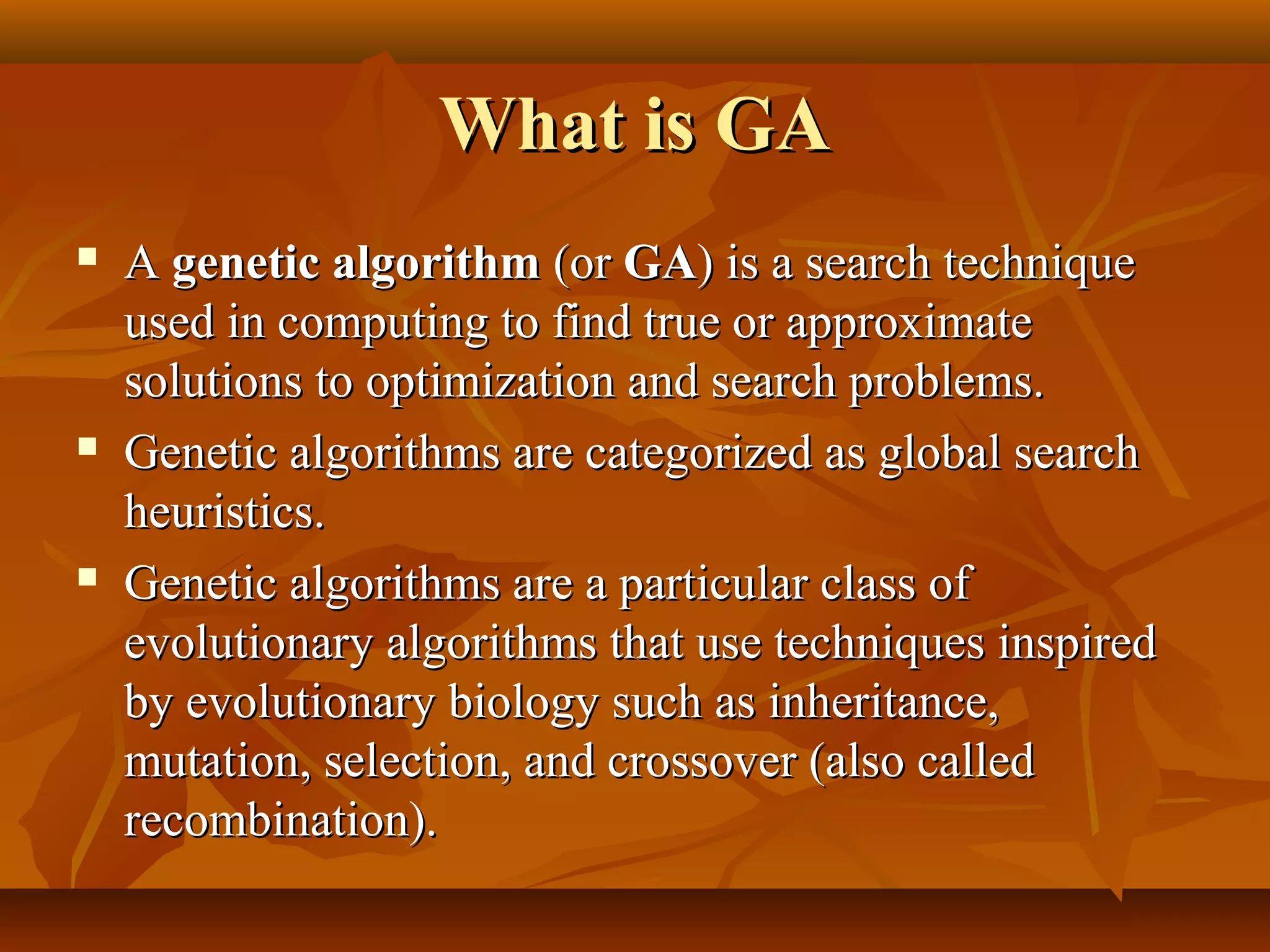 Genetic algorithms full lecture | PPT