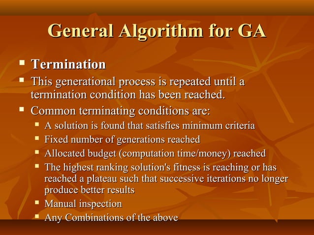 Genetic algorithms full lecture | PPT