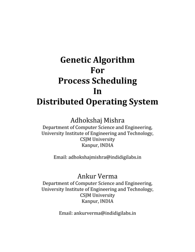Genetic Algorithm for Process Scheduling | PDF
