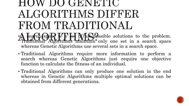 Explanation and example of genetic algorithm | PPTX