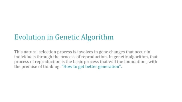 Machine Learning - Genetic Algorithm Fundamental | PPTX