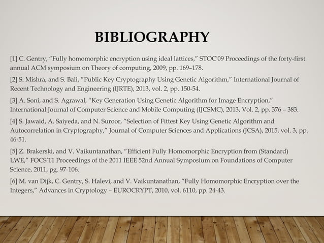 Presentation Slides - Genetic algorithm based key generation for fully homomorphic encryption | PPT