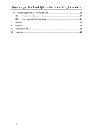 Genetic Algorithm based Optimization of Machining Parameters | PDF