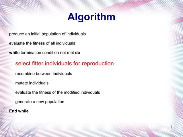 Genetic Algorithm by Example | PPT