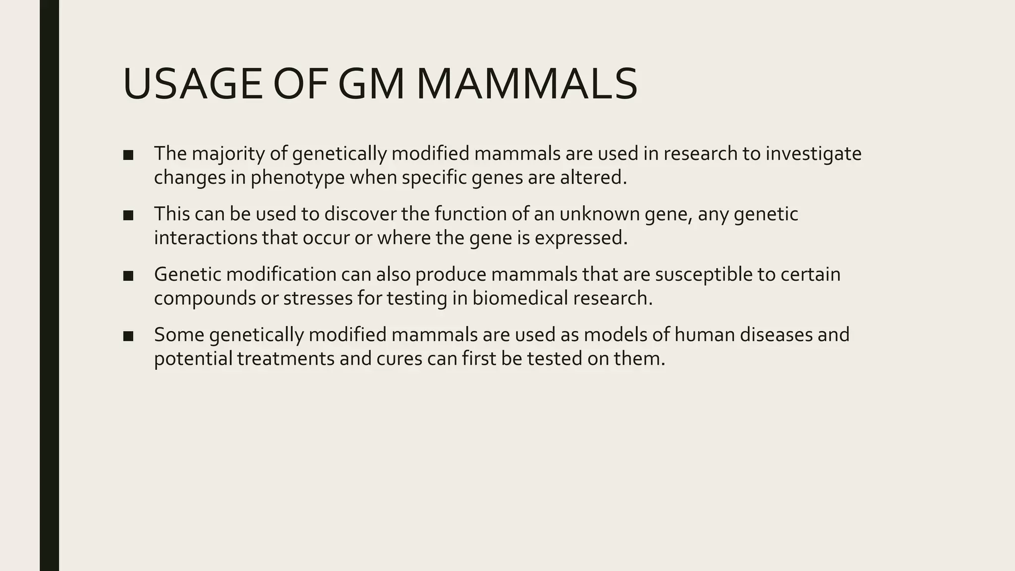 Genetically modified animals | PPTX | Biotech and Biomedical Industry ...