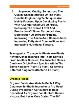 GENETICALLY MODIFIED FOODS/TRANSGENICS, ORGANIC FOODS | PDF