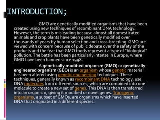 Genetically modified organism | PPT