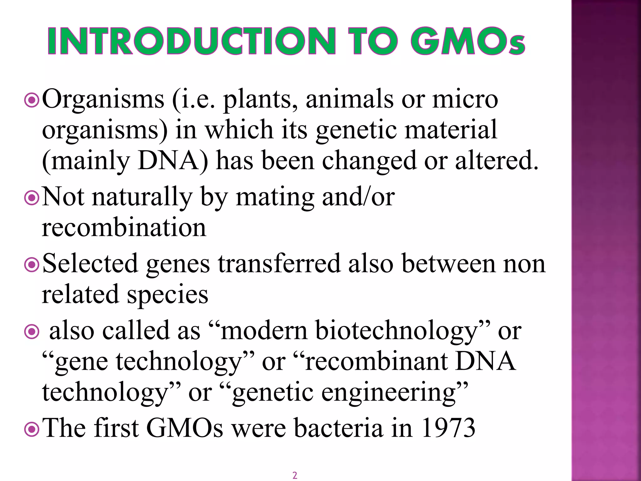 Genetically modified organisms(GMOs) | PPTX