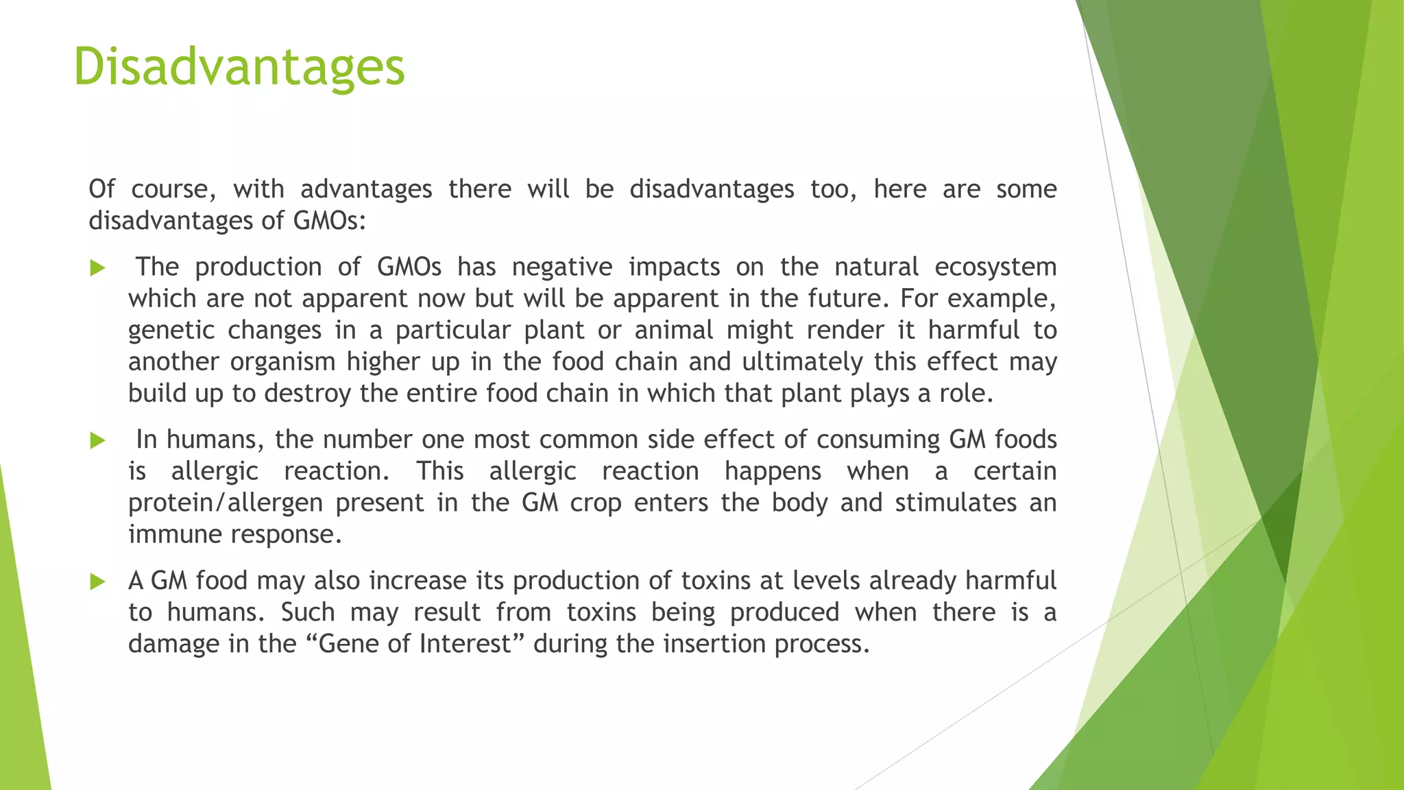 Genetically modified Organisms and Foods | PPTX