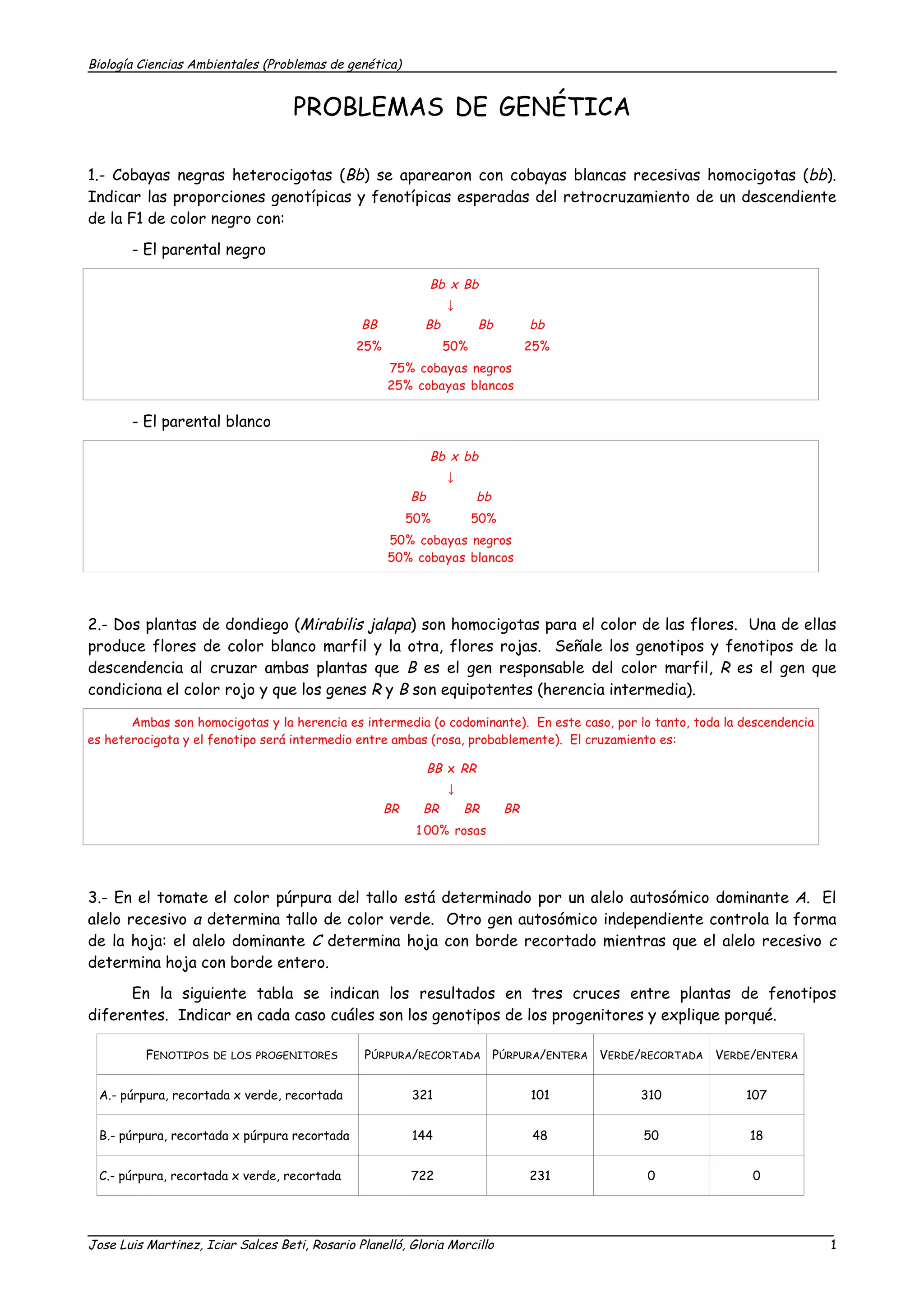 Problemas de Genetica mendeliana resueltos | PDF