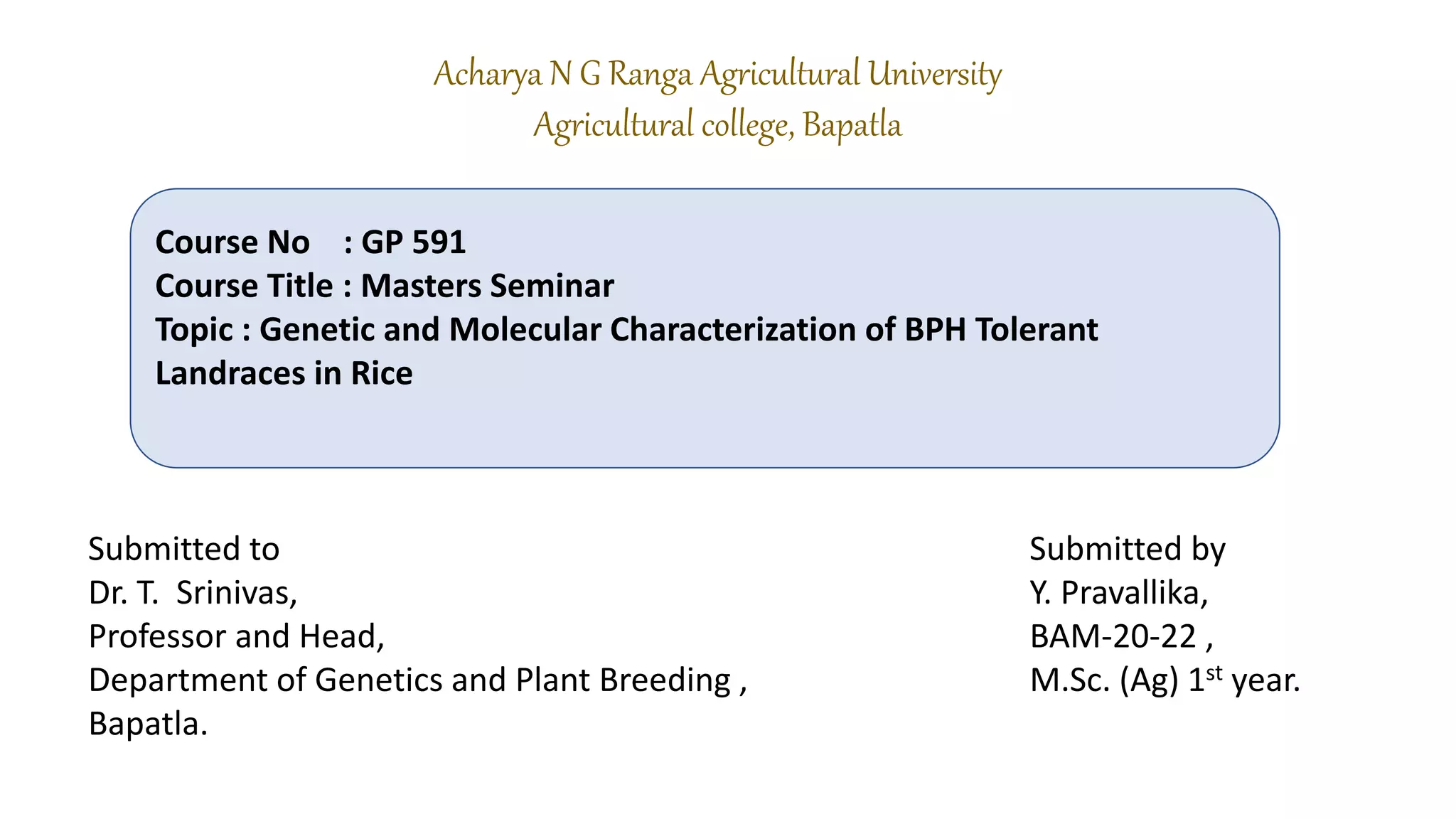 Genetic and molecular_characterization_of_bph_tolerant_land_races_in ...